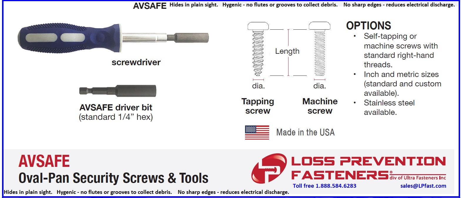 AV Safe Security Screws – Oval pan security screws and tools
